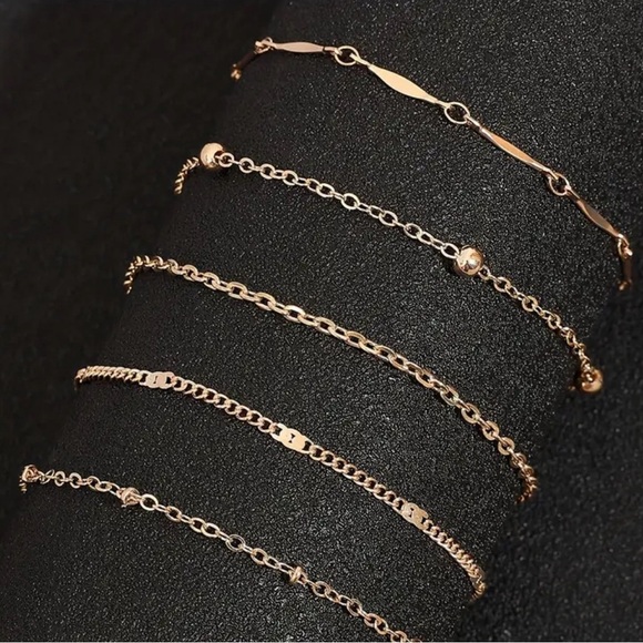 Jewelry | Gold Adjustable Anklets Set Of 5 | Poshmark